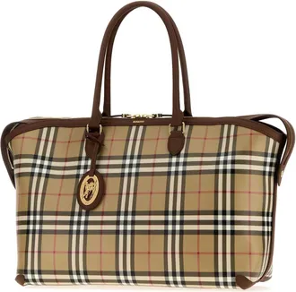 Burberry Checked Cotton Tote Bag - Beige