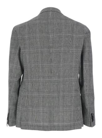 Tagliatore Mens Single-Breasted Jacket Grey Houndstooth Cotton Blazers