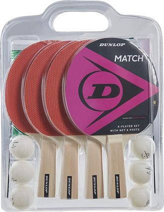 Dunlop Dunlop Match 4 Player Tischtennis-Set inkl. Vier Schläger, sechs Bälle & Netz