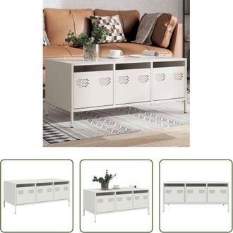 vidaXL vidaXL Wohnzimmertisch - Couchtisch Wei&szlig; 101,5x50x43,5 cm Kaltgewalzter Stahl