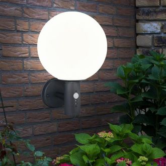 Globo Lighting Applique dext&eacute;rieur anthracite boule lampe applique murale de maison led &eacute;tanche, d&eacute;tecteur de mouvement verre acier inoxydable, led 7W 806lm 2700K