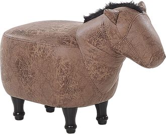 Beliani Hocker für Kinder in Pferdeform braun Lederoptik Horse