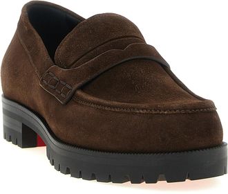 Christian Louboutin Suede Penny Loafers - Brown