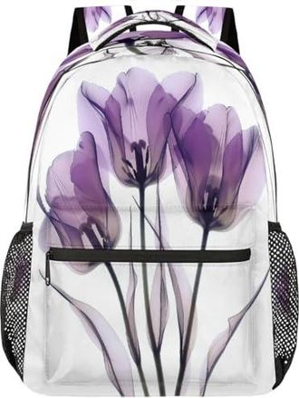 Generic Motif De Tulipes Violettes Cartable Scolaire Confort Cartables Scolaires Loisir Sacs D&Eacute;cole Pour Pc V&eacute;lo Plein Air 29X40Cm
