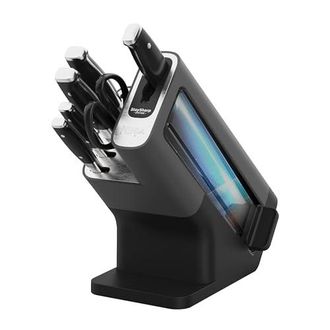 Ninja Foodi Messerblock StaySharp mit integriertem Schärfer; Messerblock mit 5 verschiedenen Messern und 1 Schere, scharfes 6-teiliges Messerset, Edelstahl 