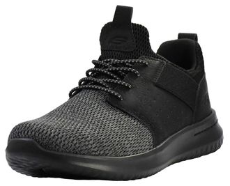 Skechers Herren Delson Camben Sneaker, Black Mesh W Synthetic, 42.5 EU
