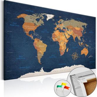 Paris Prix Paris Prix - Tableau en Li&egrave;ge Carte du Monde - Ink Oceans 80 x 120 cm