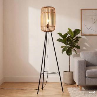 Brilliant home24 Stehleuchte Woodrow 45 x 130 x 45cm Braun Material: Holzwerkstoff, Metall Metallart: Eisen Oberfl&auml;che Holz: Naturbelassen Oberfl&auml;che Metall