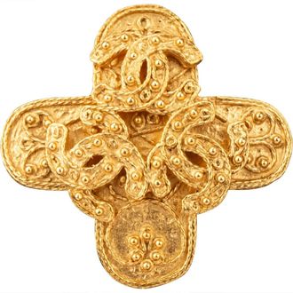 Chanel Halskette - Chanel Golden Triple CC Brooch - Gr. unisize - in Mehrfarbig - f&uuml;r Damen