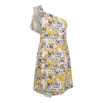 Versace Jeans Couture Femme, Robes, Multicolore, Taille: 40 FR Robe Blanche avec Logo Couture