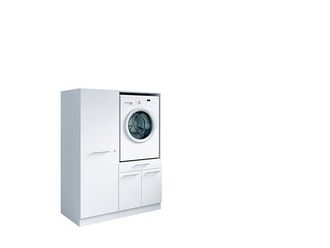 Laundreezy Waschraum Komplett-Set, Wei&szlig; - Modulares Schranksystem f&uuml;r Waschk&uuml;che & Hauswirtschaftsraum - 118 x 162 x 68 cm (B/H/T)