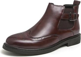 Generic Bottines Chelsea &agrave; enfiler pour homme - Bout ail&eacute; - Brogue - Formelles - Affaires d&eacute;contract&eacute;es, marron, 39 2/3 EU