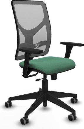Piqueras y Crespo Gepolsterter B&uuml;rostuhl mit 3D-Armlehnen, h&ouml;henverstellbare Lendenwirbelst&uuml;tze, ausgestattet mit Syncro/Traslack und Schneideschaum, Grau/Smaragdgr&uuml;n
