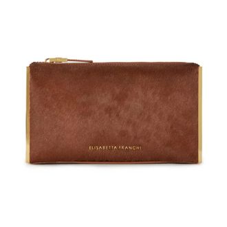 Elisabetta Franchi Cowhide Clutch Bag - - Bags - Damen - Braun - ONE SIZE