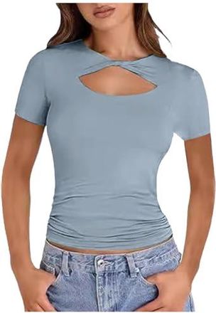 Generic Xy Demi-chemises pour femmes 2025 minceur, athl&eacute;tique, mignon, ample, coupe ample, d&eacute;contract&eacute;, &agrave; manches courtes, coupe ample, tendance, pour l&eacute;t&eacute;, b