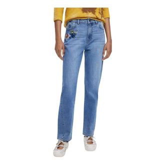 Desigual Femme, Jeans, Bleu, Taille: 40 FR Jean avec broderies florales