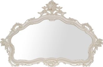 Biscottini International Wandspiegel aus Holz, 110 x 4 x 72 cm, Badezimmerspiegel im Landhausstil, Wandspiegel mit wei&szlig;em Finish