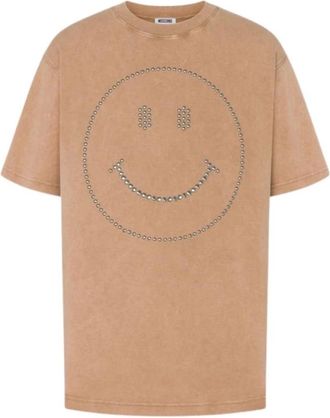 Moschino unisex, Tops, Beige, Taille: M Heavy Cotton T-Shirt Smiley
