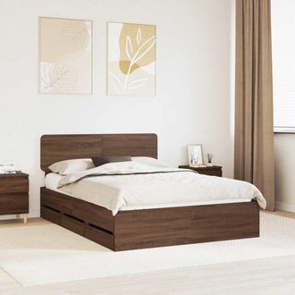 vidaXL vidaXL Cadre de lit Ch&ecirc;ne brun 140 x 190 cm Bois ding&eacute;nierie