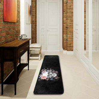 Mnsruu Sugar Skull Rose Flower Black Day of the Dead Collection, Teppich, Teppich für Wohnzimmer, Schlafzimmer, Küche, 61 cm x 182,88 cm