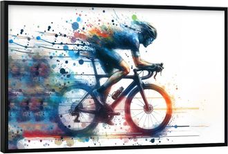 artboxONE Poster mit schwarzem Rahmen 60x40 cm Sport Radfahrer Lufer D - Bild Radfahrer bunt Fahrrad