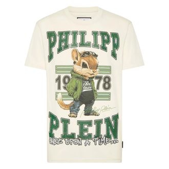 Philipp Plein Homme, Tops, Beige, Taille: L Round Neck T-Shirt College