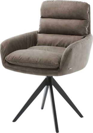 DELIFE Polsterstuhl Abelia-Flex mit Armlehnen Kreuzgestell kantig Schwarz Mikrofaser Taupe Vintage