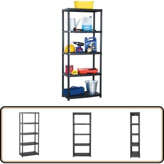 vidaXL Lagerregal 5-Tier Schwarz 71x38x170 cm Kunststoff - Regal - Kunststoffregal - Stauraum - Wohnzimmerorganisation - Garderobe