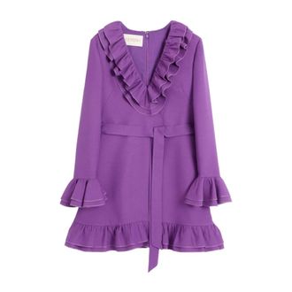 Valentino Lila Woll-Seidenmischungskleid mit R&uuml;schen - - Dresses - Damen - Lila - XS