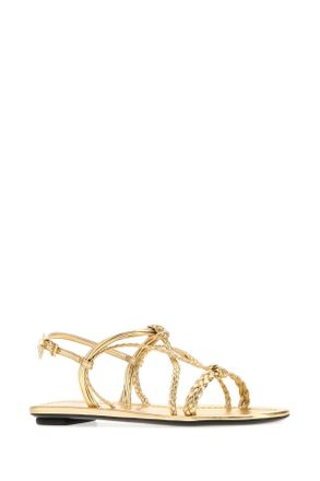 Prada Womens Gold Nappa Leather Sandals Platino Sandali