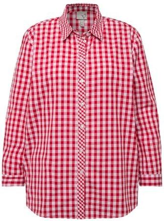Ulla Popken Chemisier Traditionnel à Carreaux 829431 Blouse, Rouge, 48/50 FR Femmes