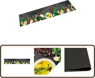 vidaXL K&uuml;chenteppich Waschbar Gew&uuml;rze 60x300 cm Samt - K&uuml;chenl&auml;ufer - Samt - pvc - Rutschfest - Maschinenw&auml;sche