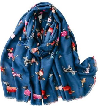GFM Foulard imprimé teckel chiens saucisses, bleu, L