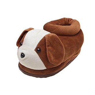 YOUJIA Chien - Chaussons Animaux Chausson en Peluche Hiver Chaud Pantoufle Chaussure pour Femme et Homme, Chien Taille: 34-41