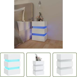 vidaXL vidaXL Nachttisch mit LED - LED-Nachttisch Wei&szlig; 45x35x67 cm Holzwerkstoff