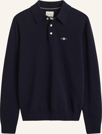 GANT Strick-Poloshirt blau