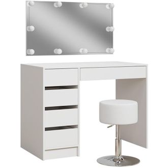 Vicco Schminktisch Thalia, Wei&szlig;, 100 cm mit led Beleuchtung und Hocker Vicco
