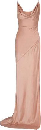 Balmain Robe longue en satin drap&eacute; avec fente - Femme - Robes - Rose - Taille: 40 FR
