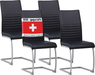 Albatros-Moebel Freischwinger Stuhl Murano 4er Set, Schwarz - Esszimmerstuhl Schwingstuhl mit Modernem Design und Kunstleder-Bezug - Küchenstuhl, Polster-Stuhl Esszim