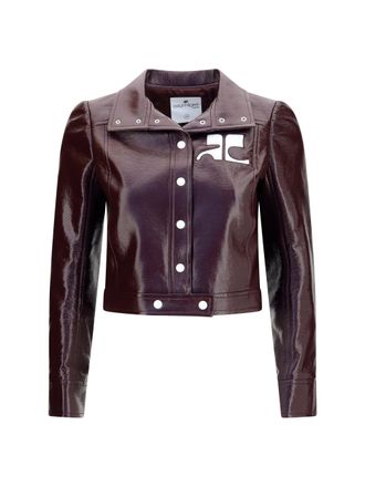 Courr&egrave;ges Womens Vinyl Jacket Reedition Burnt Red Cotton