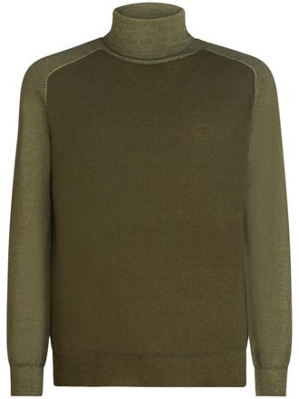 Etro pull col roulé à logo Pegaso brodé - Vert
