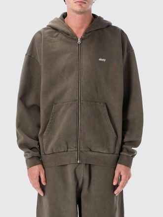 Obey Sweat &agrave; capuche coupe d&eacute;contract&eacute;e en coton avec zip et logo brod&eacute;
