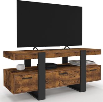 IDMarket TV-Bank, 116 cm, Phoenix mit Schubladen, Holz, Antik-Optik, Schwarz