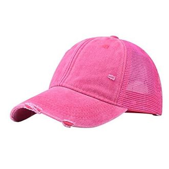 Generic Casquette de baseball tendance pour homme et femme avec boucle en jean, rose vif, Taille unique