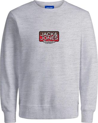 Jack & Jones JOREATON Sweat Crew Neck FST, Bright White/Detail:Melange,XS