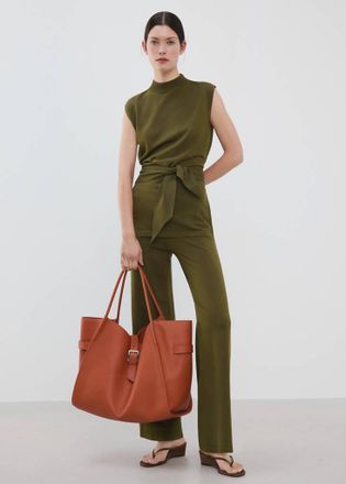 Mango Strickpullunder mit G&uuml;rtel khaki - Damen - 1XL - MANGO