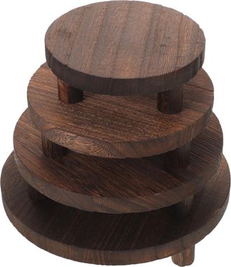 Milisten 4st&uuml;cke Holzpodest im Landhausstil Runder Sockelst&auml;nder aus Holz f&uuml;r Schmuck und Deko Stabiler Ausstellungsst&auml;nder f&uuml;r Pflanzen und Kleine Waren Nat&uuml;r