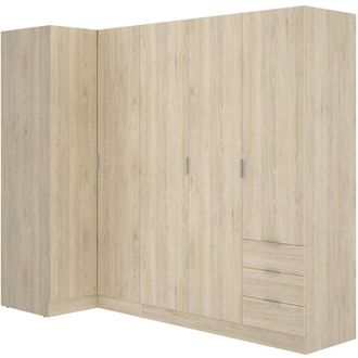 PEGANE Pegane - Armoire dangle, meuble de rangement en bois m&eacute;lamin&eacute; coloris ch&ecirc;ne naturel - Longueur 213 x Profondeur 90 x Hauteur 184 cm