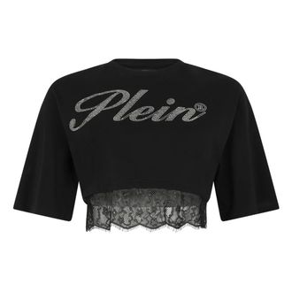 Philipp Plein Cropped T-Shirt Lace - - Tops - Damen - Schwarzk - L