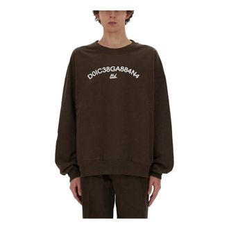 Dolce & Gabbana Felpa Girocollo Scritta Frontale - - Sweatshirts & Hoodies - Herren - Braun - S